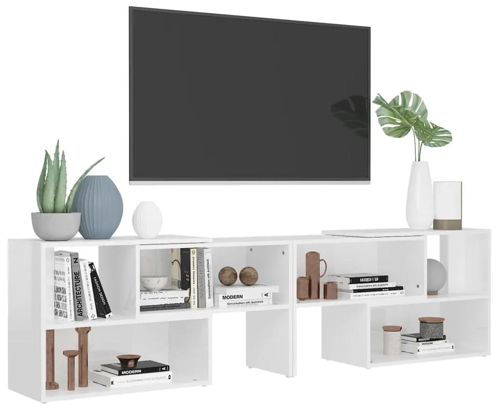 TV skříňka bílá s vysokým leskem 149 x 30 x 52 cm dřevotříska - Default Title