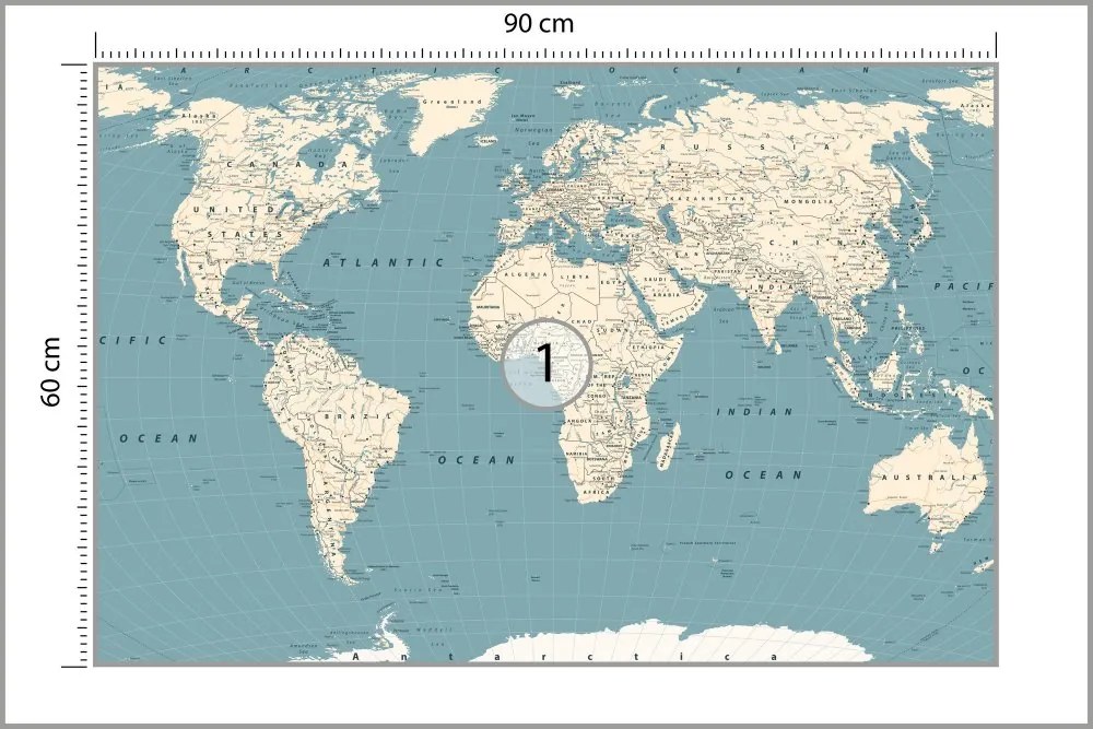 Fototapeta Mapa Světa Omyvatelný vlies 104x70.5