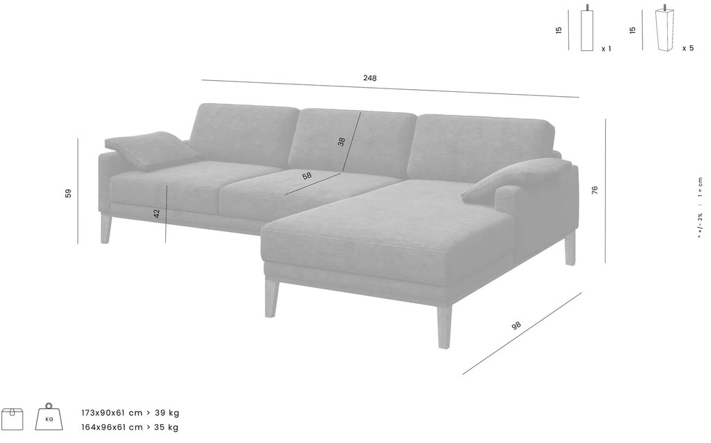 MUZZA Rohová pohovka musso tufted 248 cm antracit pravá