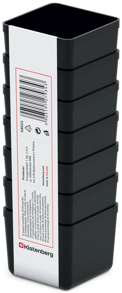 Sada úložných boxů 7 ks UNITEX 5,5 x 5,5 x 16,5 cm černá