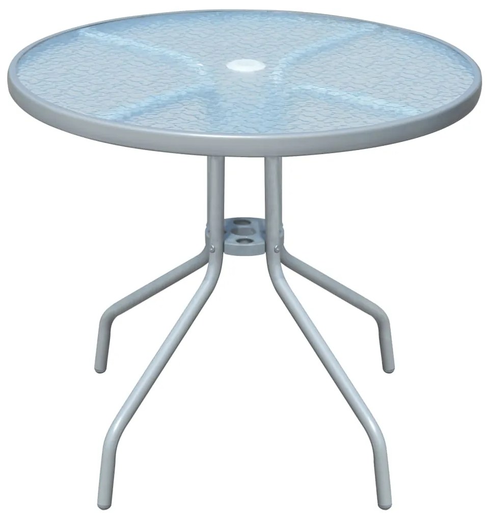 43316 vidaXL Kulatý venkovní stůl, ocel, 80x71 cm, šedý