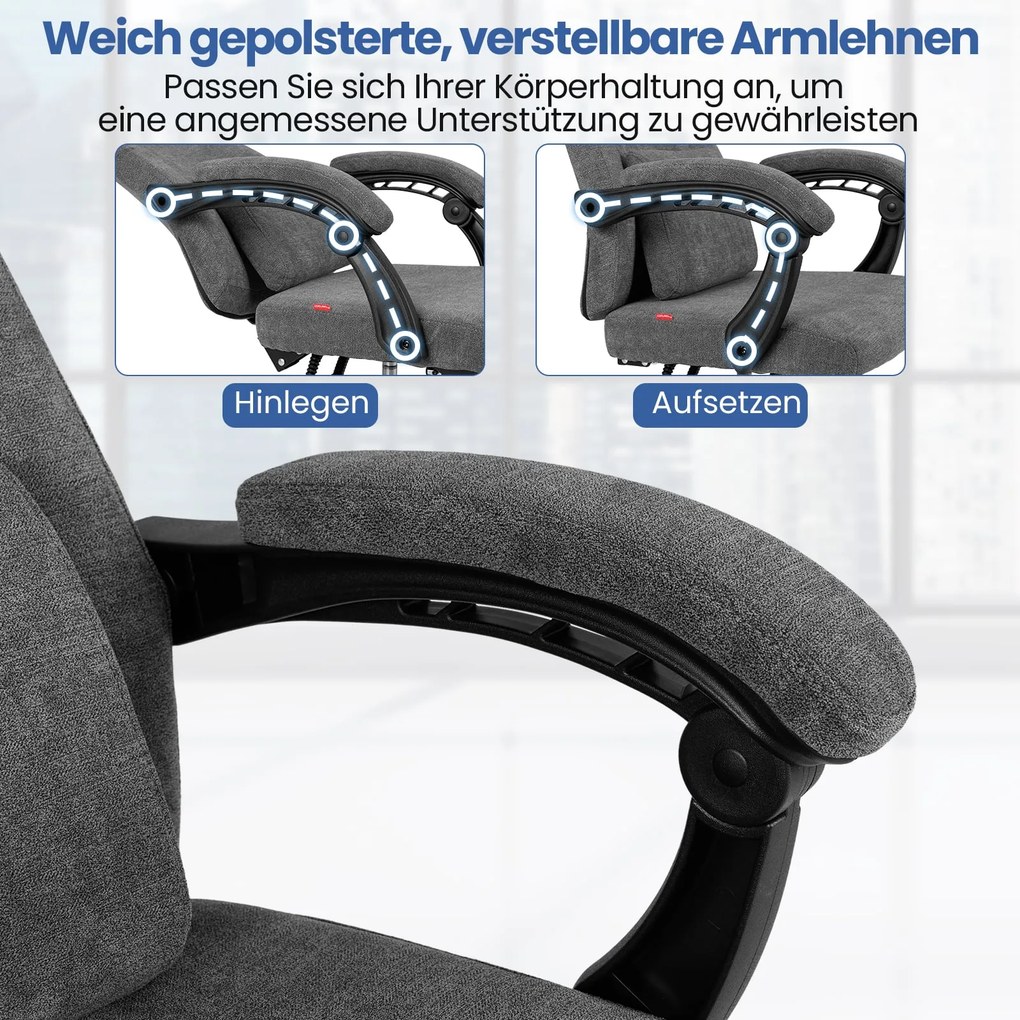 Costway Ergonomická kancelářská židle s výsuvnou opěrkou nohou a nastavitelným