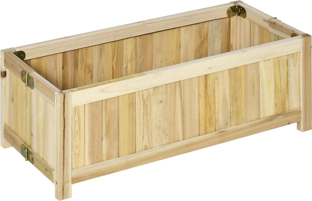 Skládací dřevěný truhlík Outsunny se 4 nohama pro pěstování zeleniny a květin na venkovním terase, balkoně, rozměry 70x30x25 cm | Aosom