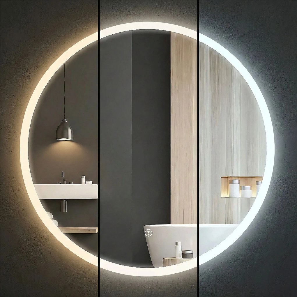 Tutumi Zrcadlo ⌀100 cm s regulovatelným LED osvětlením HOM-70005