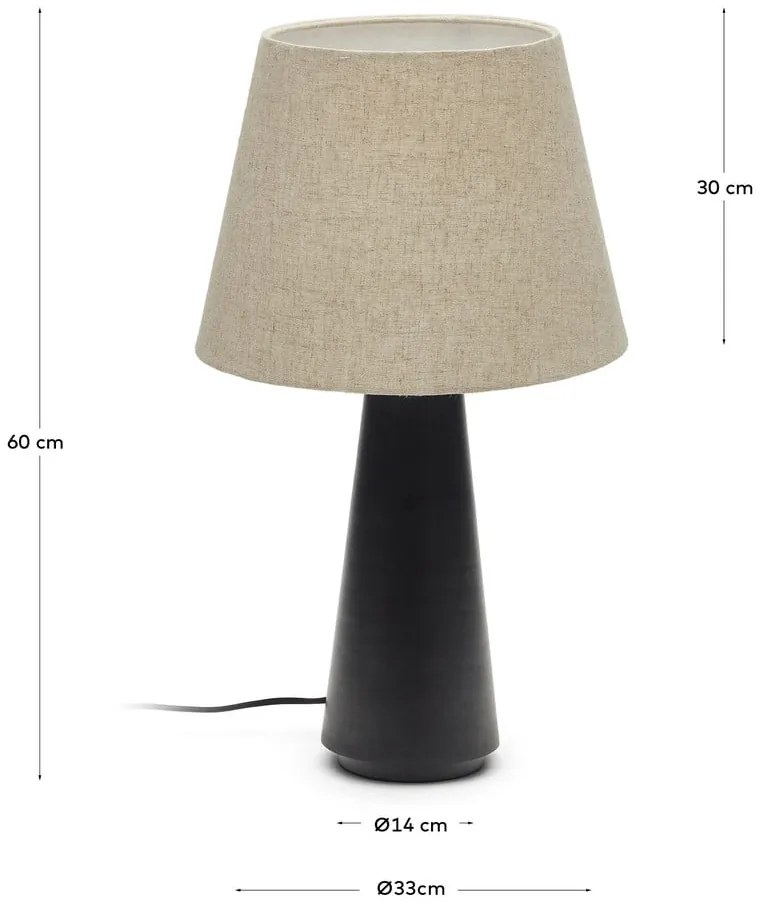 Černo-béžová stolní lampa s textilním stínidlem (výška 60 cm) Torrent – Kave Home