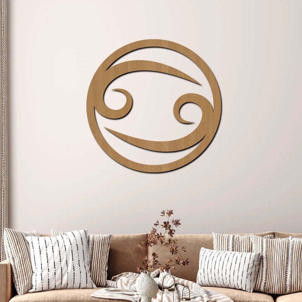dřevo života Dřevěný obraz znamení zvěrokruhu Rak Zvolte rozměr (cm): 20x20, Zvolte barvu dekoru: Buk