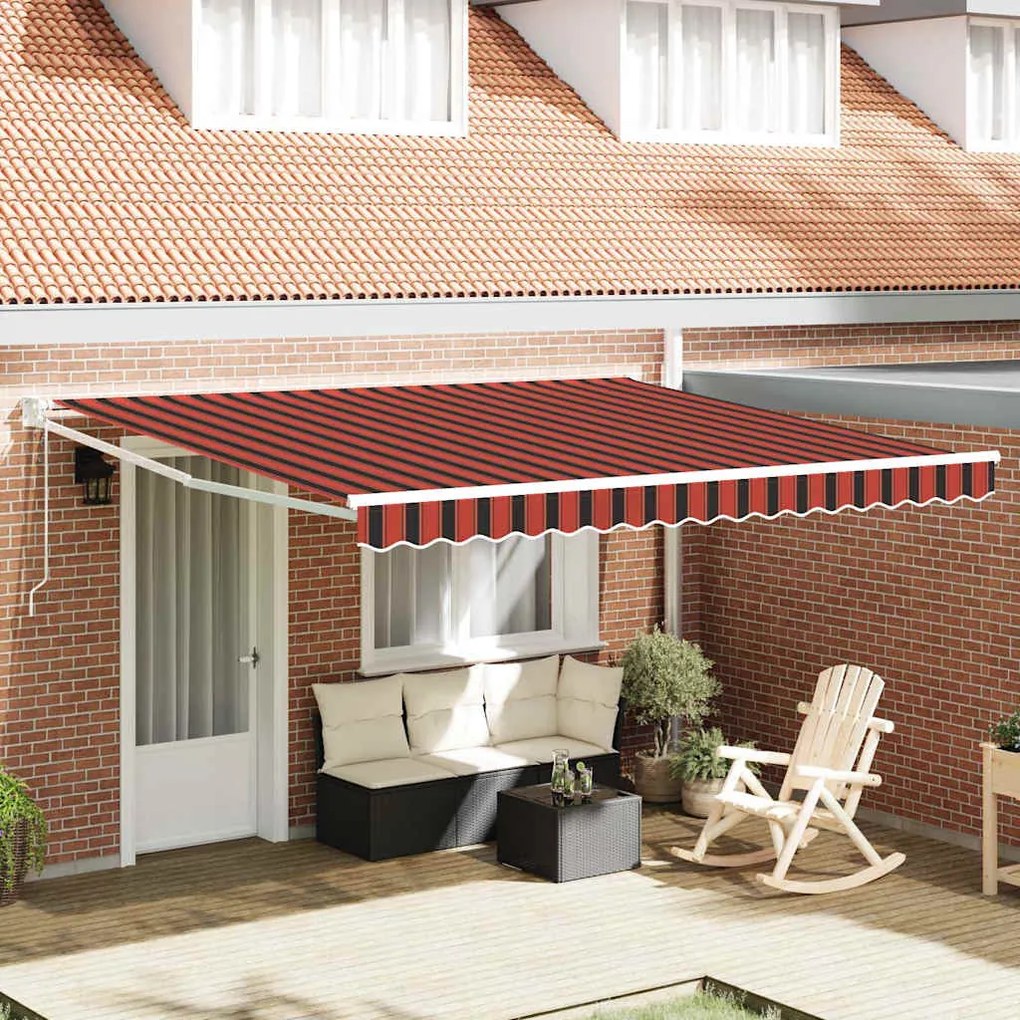 Stahovací markýza Červená a černá 350 x 250 cm Látka a hliník 3330226