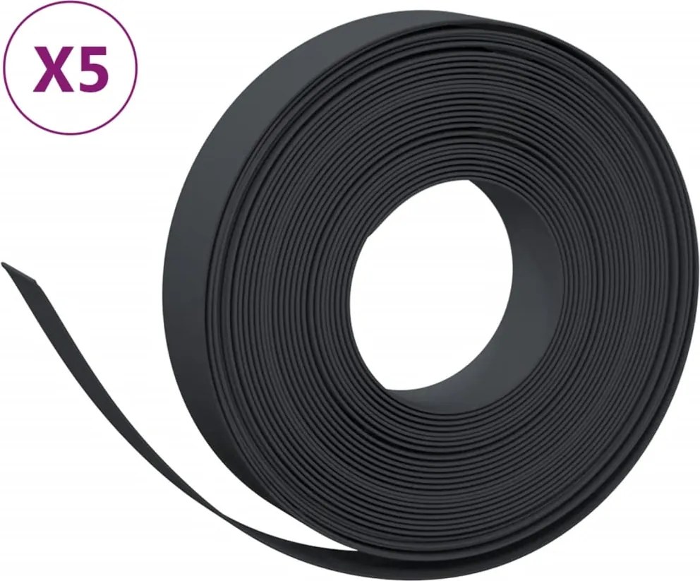 Travní lemy 5 ks černé 10 m 10 cm polyethylen 3155435