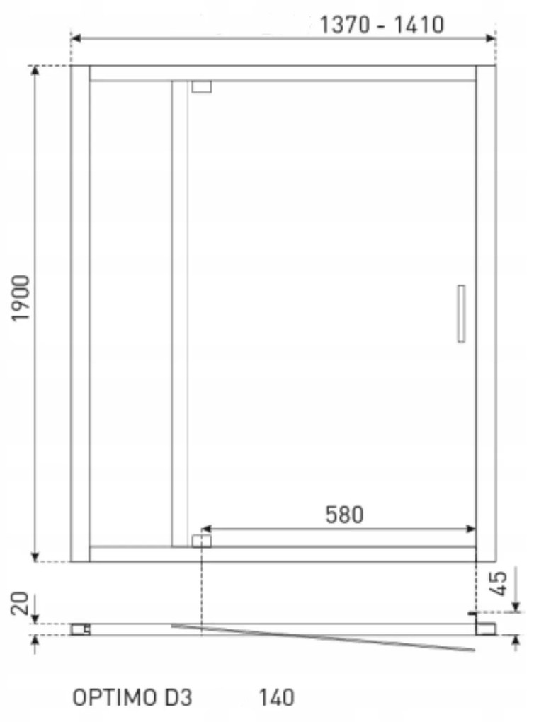 Aplomo Optimo transparent sprchové dveře Rozměr sprch.dveří: 140cm