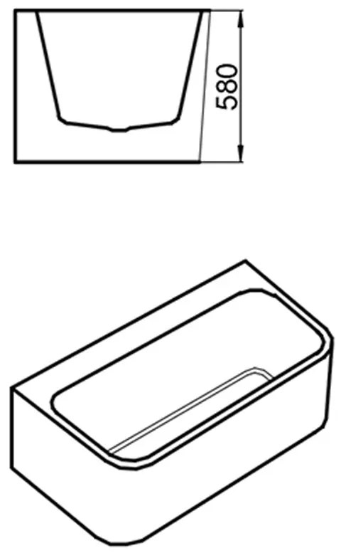 BPS-koupelny Volně stojící akrylátová vana ke stěně HYD-SOF515A 140x75 cm bílá, odtokový komplet chrom