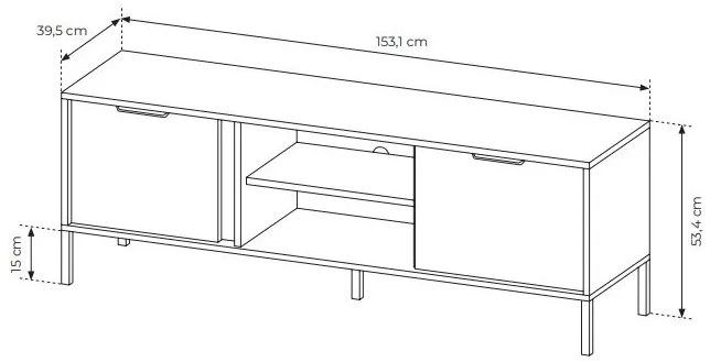 TV stolek/skříňka Lyran 2D (antracit + zlatá). 1071359