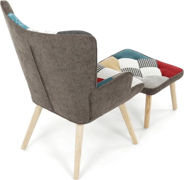 Relaxační křeslo ušák LYRO - patchwork látka Barva: Vícebarevná