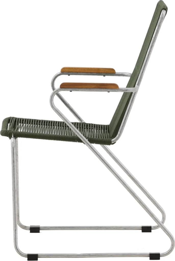 Zahradní jídelní židle Bois – zelená / stříbrná – 60 cm