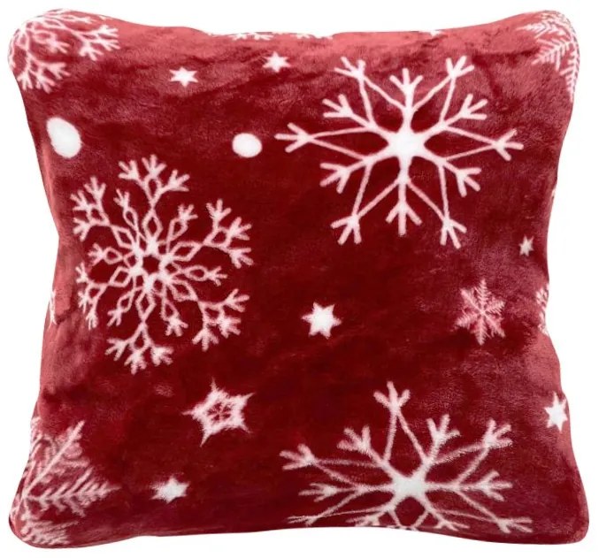 Mikroplyšový povlak na polštářek SNOWFALL 45x45 cm, červený