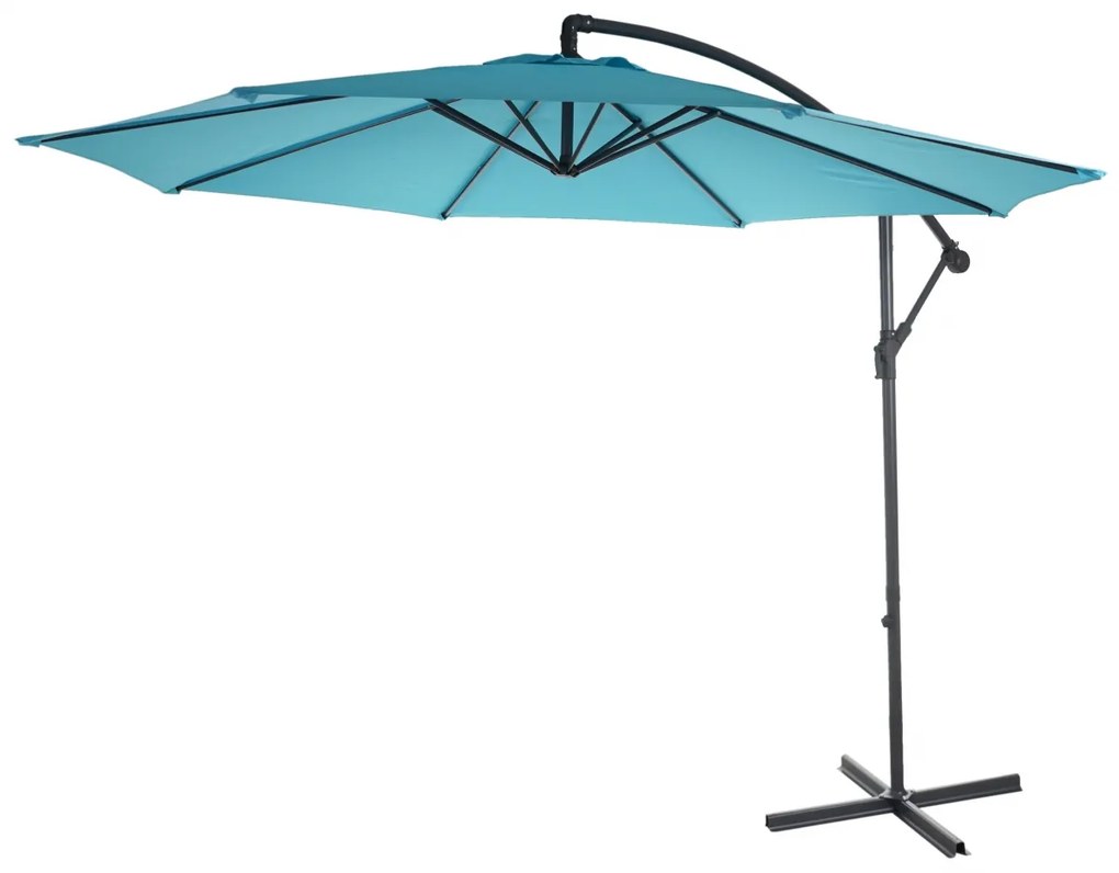Slunečník Acerra Ø 3m polyester/ocel - tyrkysově-modrý bez stojanu