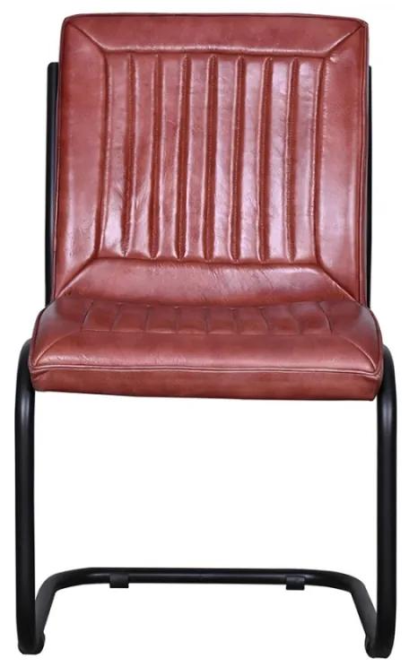 Hnědá kožená židle Arnold – 52x62x89 cm
