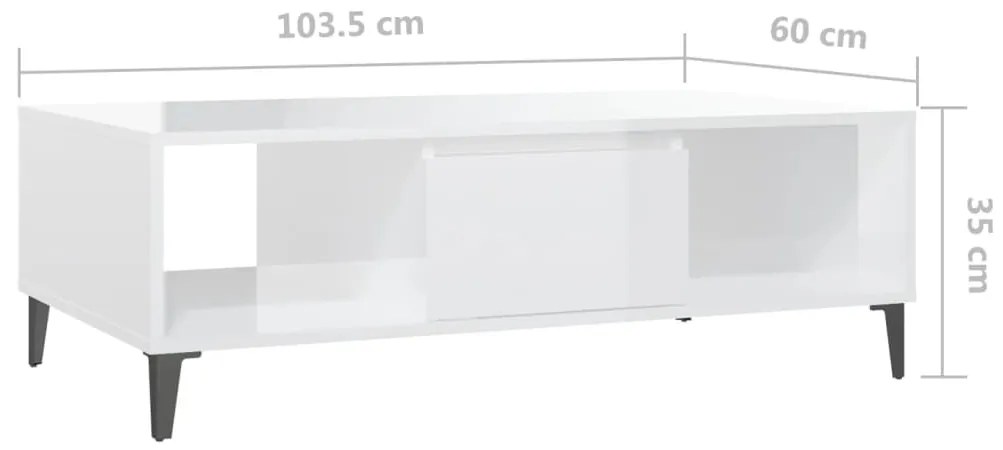 vidaXL Konferenční stolek bílý vysoký lesk 103,5x60x35 cm dřevotříska