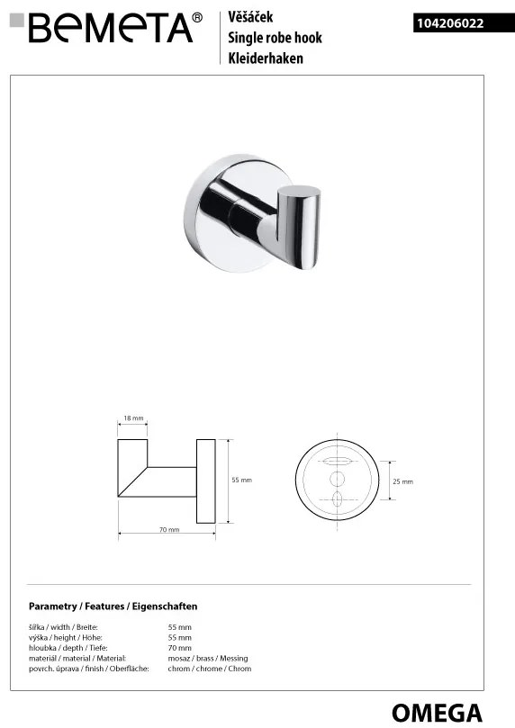 Bemeta Design OMEGA: Háček -