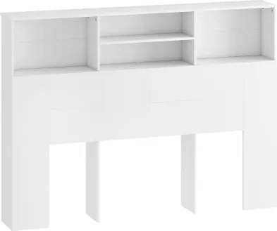 HOMCOM podlahové čelo postele s úložným prostorem, příslušenství k posteli 4 otevřené přihrádky, 140 x 19 x 103,5 cm, bílé