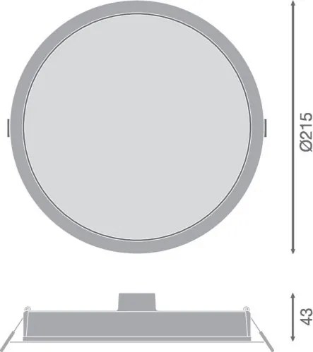 LED podhledové svítidlo LEDVANCE Downlight 215mm 24W 3000K teplá bílá IP44