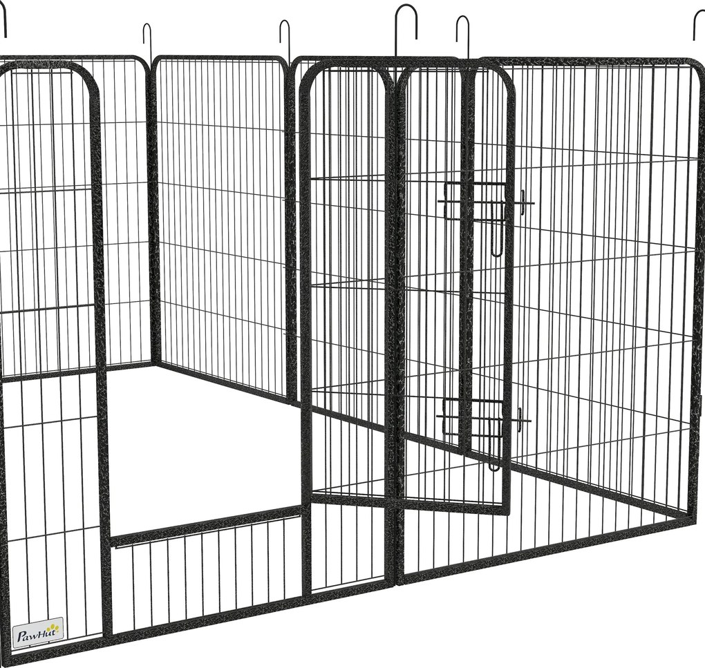 PawHut 12panelová skládací ohrádka pro štěňata — výška 100 cm, 2 zamykatelné dveře, vnitřní i venkovní, šedá