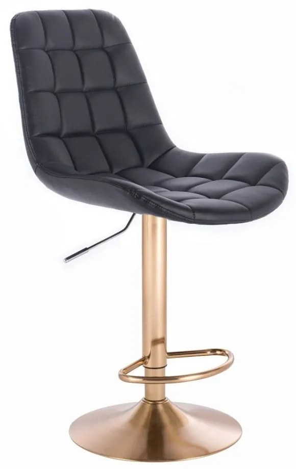 LuxuryForm DESIGN Barová židle PARIS na zlaté kulaté podstavě - černá