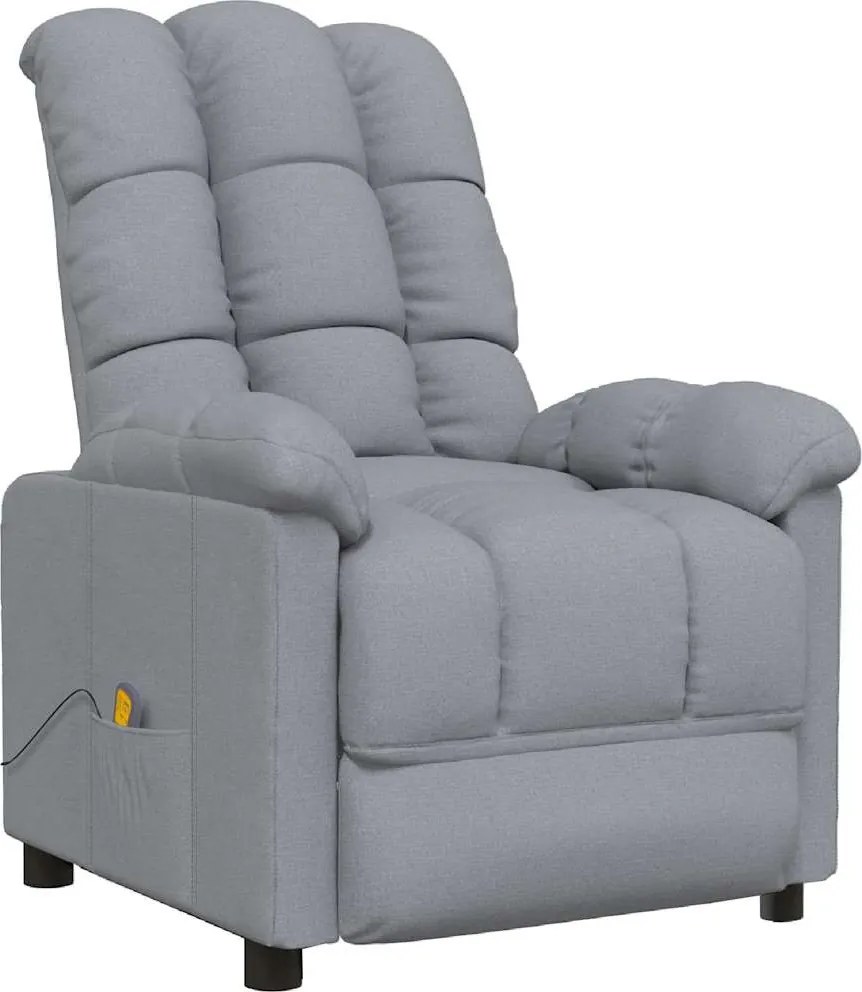 Masážní křeslo světle šedé textil 289806