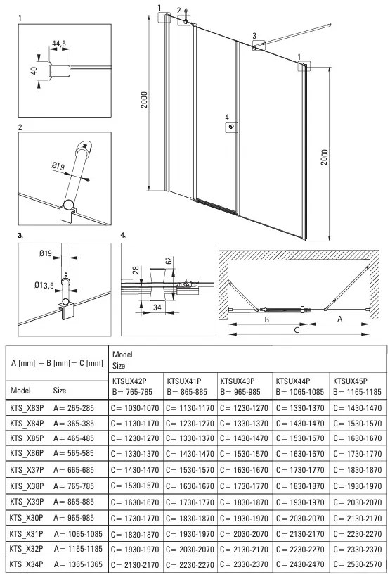 Deante Shower door, 120 cm - hinged