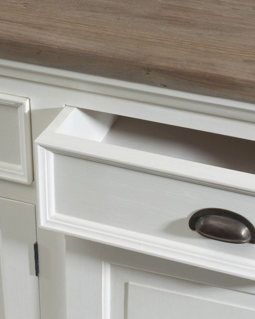 Komoda Brighton 180x55x95cm white&natural grey