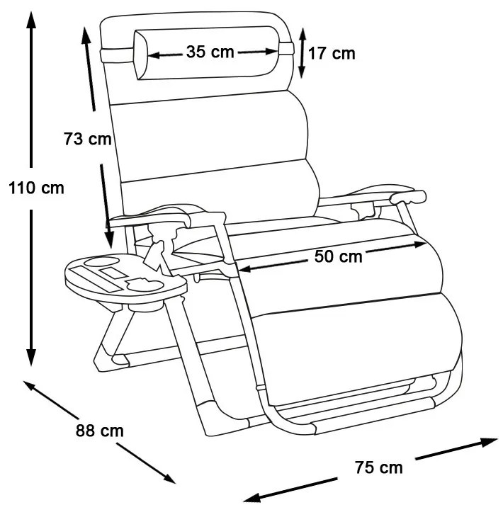 Polstrovaná nulová gravitační židle ve více barvách-béžová