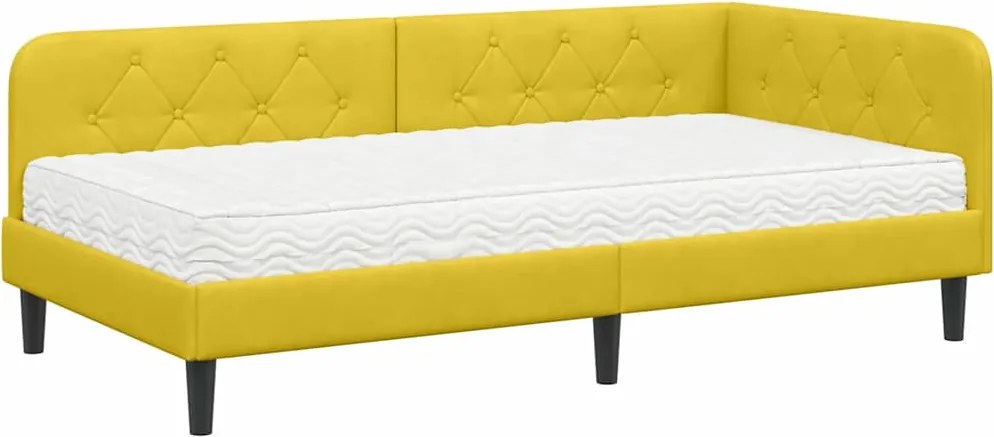 Rohový rám postele Žlutá 90 x 200 cm samet 3394160