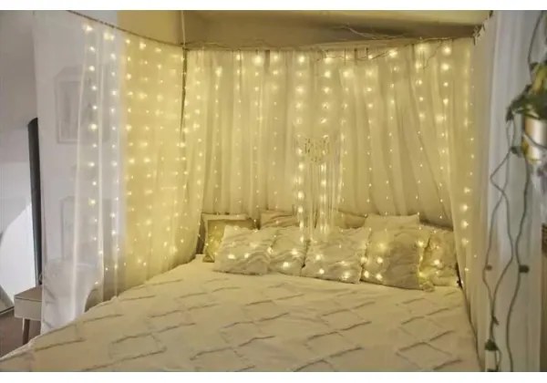 LED Venkovní řetěz 300xLED/8 funkcí 5,9 m IP44 teplá bílá