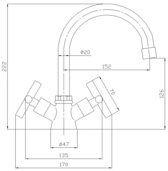 Aqualine - Umyvadlová baterie XENIA 22,2 cm lesklý chrom