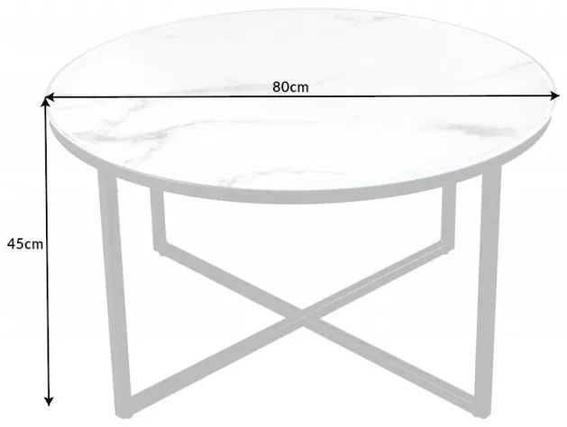 Bílý kulatý konferenční stolek Elegance 80 cm