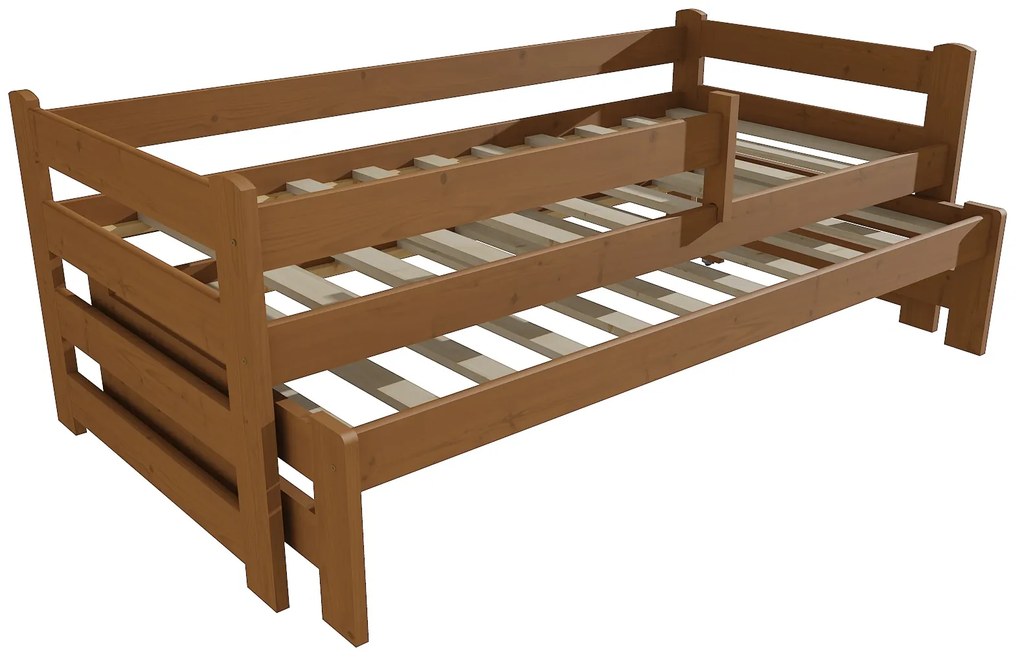 Vomaks Dětská postel s výsuvnou přistýlkou DPV 001 se zábranou Rozměr: 80 x 200 cm, Barva: barva modrá