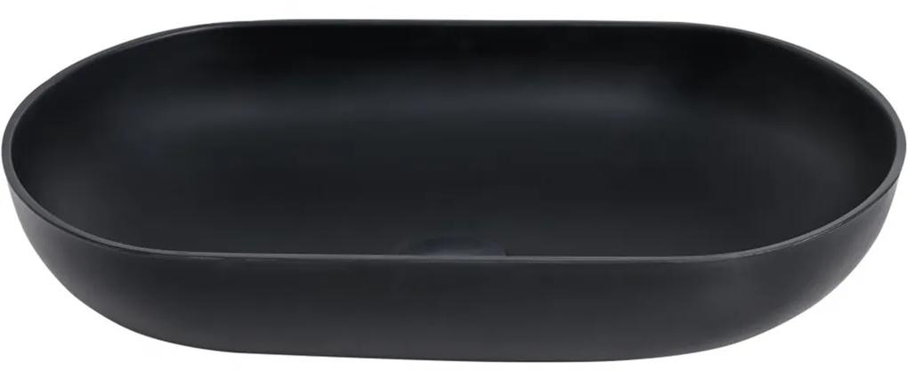 Cerano Lyra, umyvadlo na desku z litého mramoru 540x340x120 mm, černá matná, CER-CER-WB14B