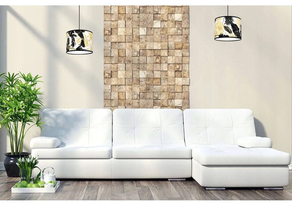 Závěsné svítidlo Gold Flowers, 1x bílé textilní stínítko s květinovým vzorem, (výběr ze 2 barev konstrukce)