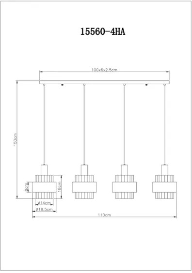 Globo 15560-4HA - Lustr na lanku MILLEY 4xE27/60W/230V