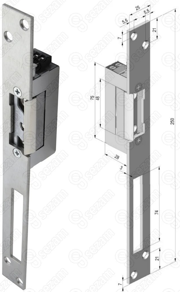Elektrický otvírač se signalizací nízkoodběrový + mom. kolík fab/befo profi 22421mk+sig 24v