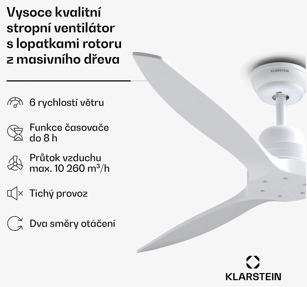 Klarstein Santa Elena Smart 52" stropní ventilátor| 10260 m³/h, 6 nastavení rychlosti, dálkové ovládání