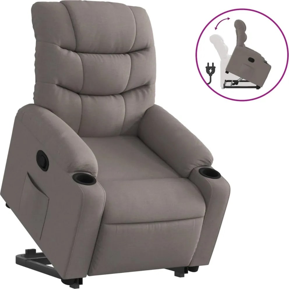 Zvedací polohovací křeslo taupe textil 3206652