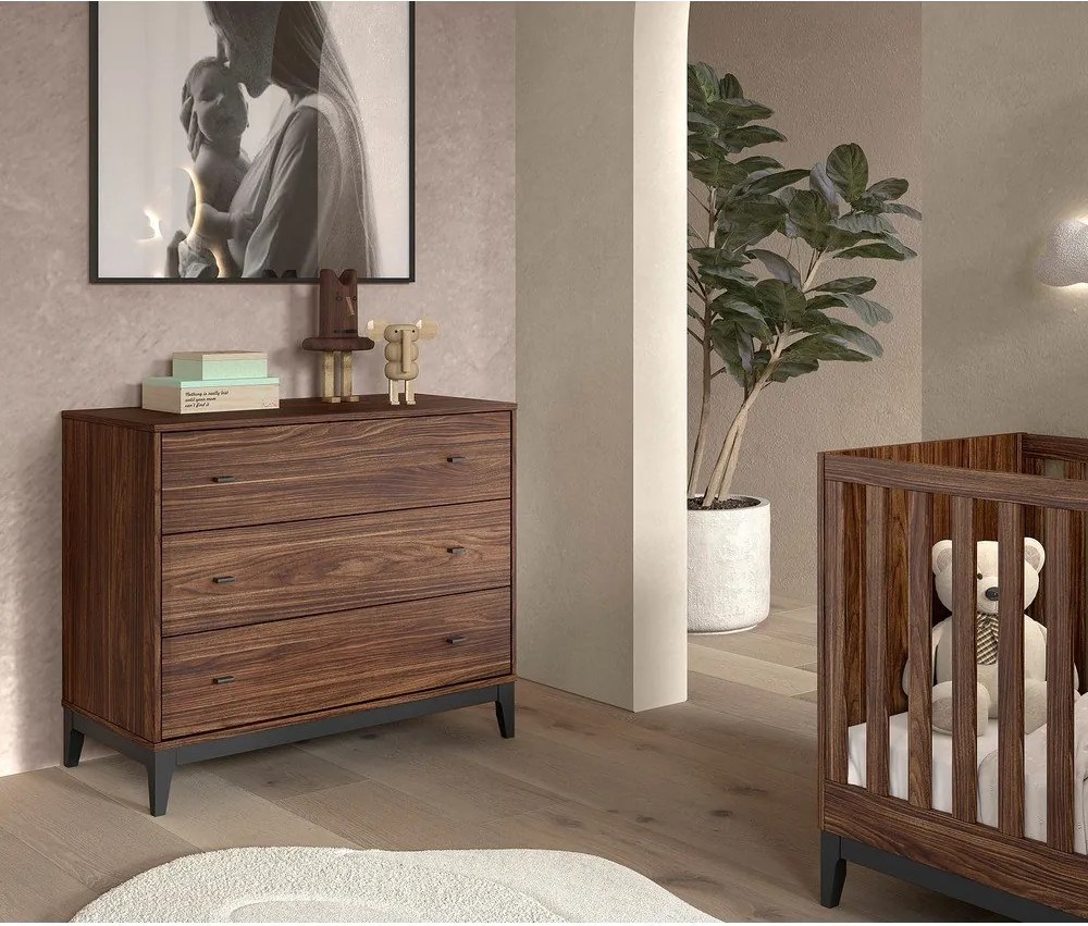 Komoda v dekoru ořechu v tmavě přírodní barvě 100x89x55 cm Ilyas – Vipack