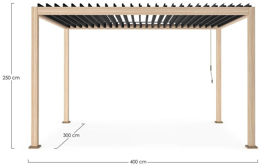 BIZZOTTO Světlá hliníková pergola s uzavíracími lamelami OCEAN 3x4 m 0795788