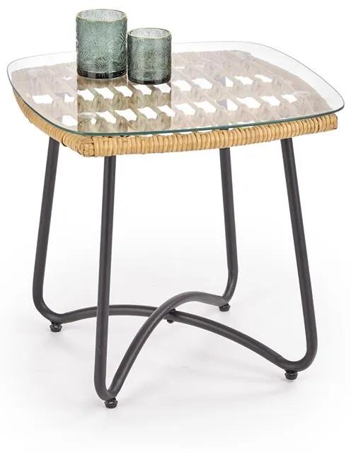 Halmar Zahradní stolek Indira 51x51x48cm - přírodní/černá