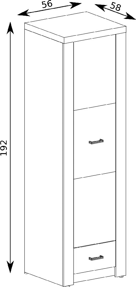 INDIANAPOLIS t | šatní skříň I-2 se zásuvkou, policí a šatní tyčí | 56 cm | UNI provedení | jasan tmavý