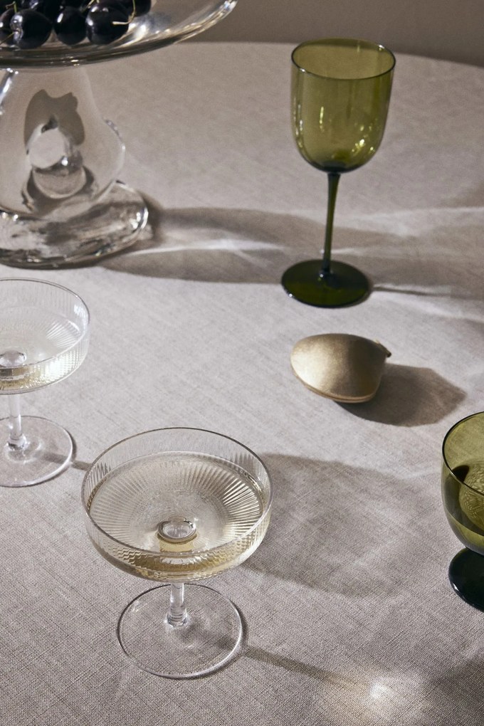 Ferm Living Skleničky na šampaňské Ripple 150 ml – sada 2 ks, čirá barva, sklo