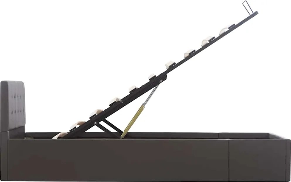 Rám postele zvedací úložný prostor šedý umělá kůže 90 x 200 cm 285522