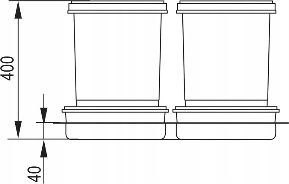 Sada odpadkových košů 1x15L + 2x7L | do výsuvné dřezové skříňky 60 cm