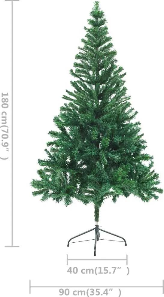 vidaXL Umělý vánoční stromek s LED a sadou koulí 180 cm 620 větviček [3077661] Barva: zelená a zlatá