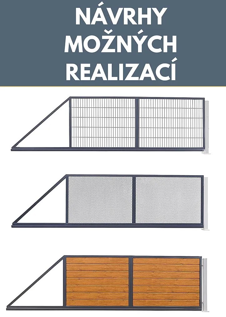 Trestles Rám pojezdové brány pro vlastní výplň, délka 4200 mm, výška 1461 mm